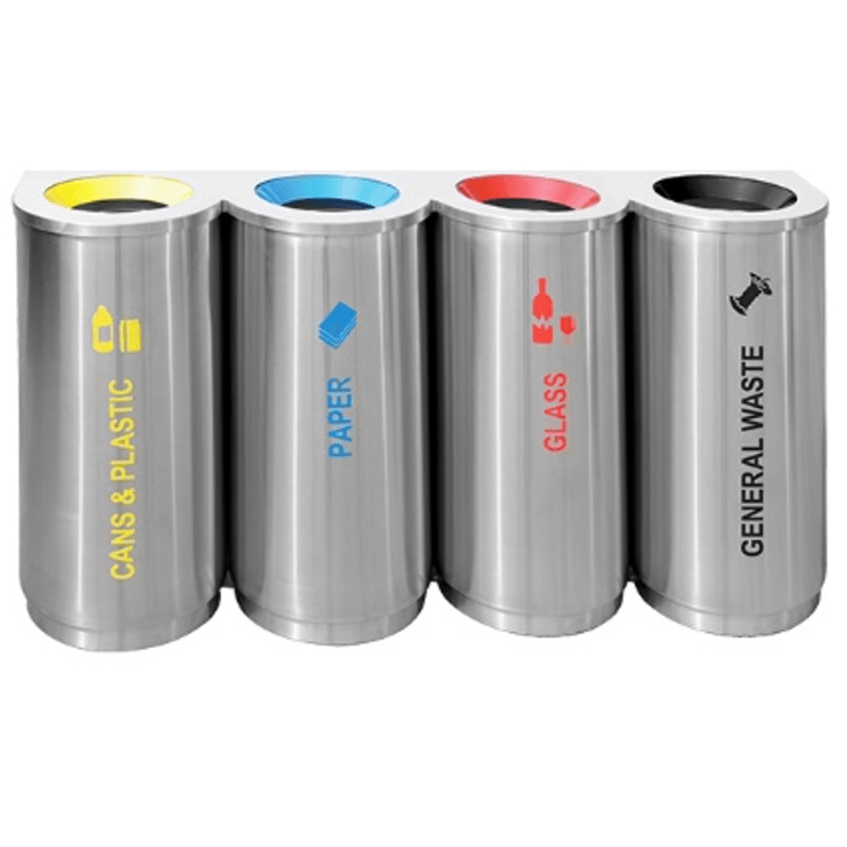 Durable 4-Compartment Stainless Steel Recycling Bin - Efficient Waste ...