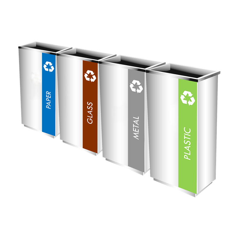 Premium Recycling Solution: 4-Compartment Stainless Steel Rectangular ...