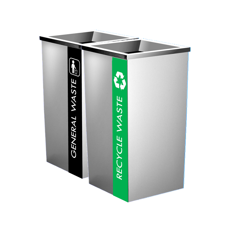 2-in-1 Stainless Steel Square Recycling Bin - Efficient Waste Sorting ...