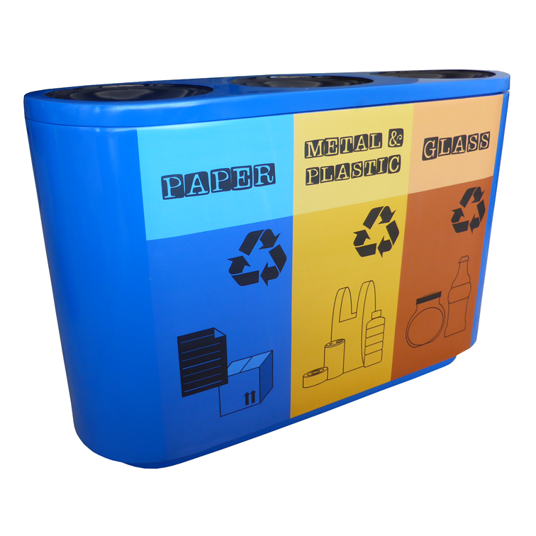 Joint Recycle Bin 3-in-1 c/w Inner Bin | Plastic Bin - Top Bins