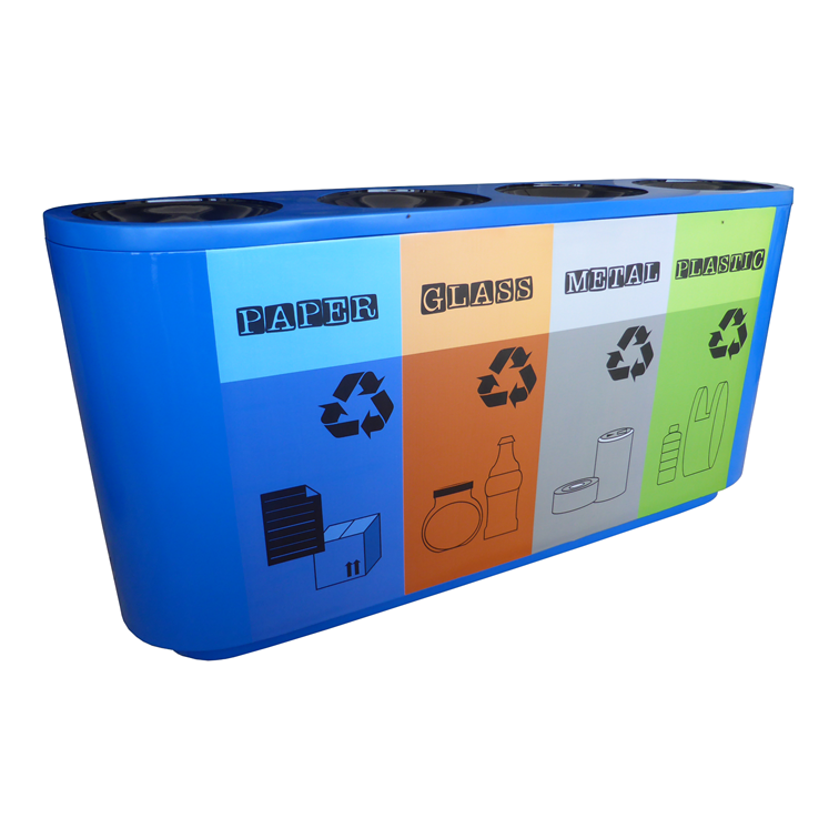 Joint Recycle Bin 4-in-1 c/w Inner Bin | Plastic Bin - Top Bins