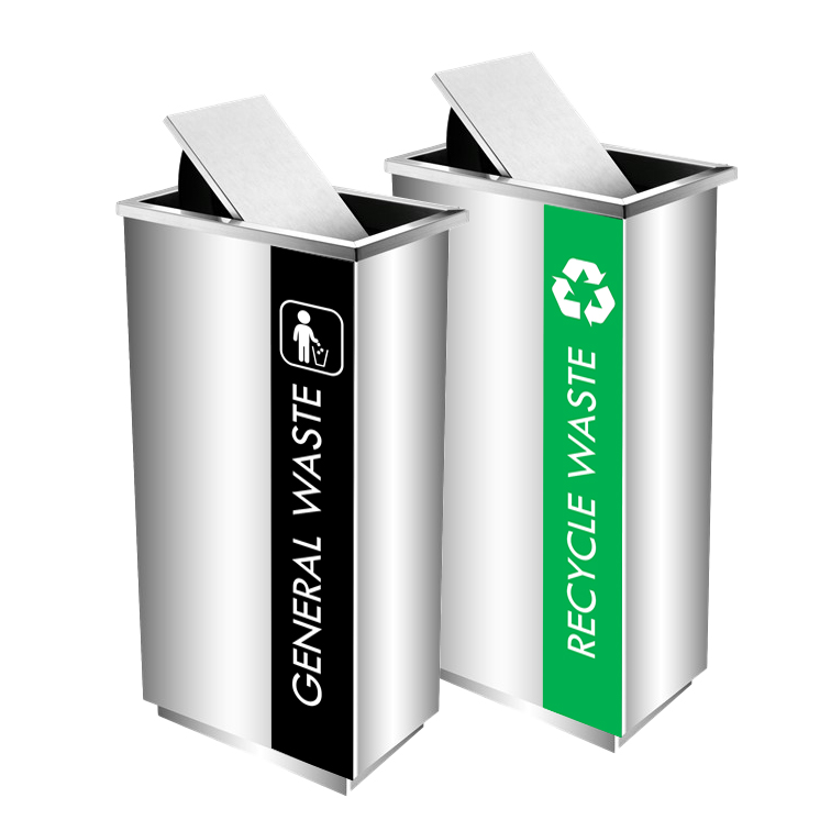 SS102 |IN2| Stainless Steel Recycle Bin Rectangular C/W Flip Top (2-in ...