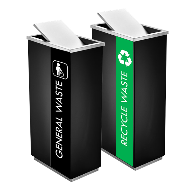 Stylish & Efficient Waste Management: Black 2-Compartment Rectangular ...