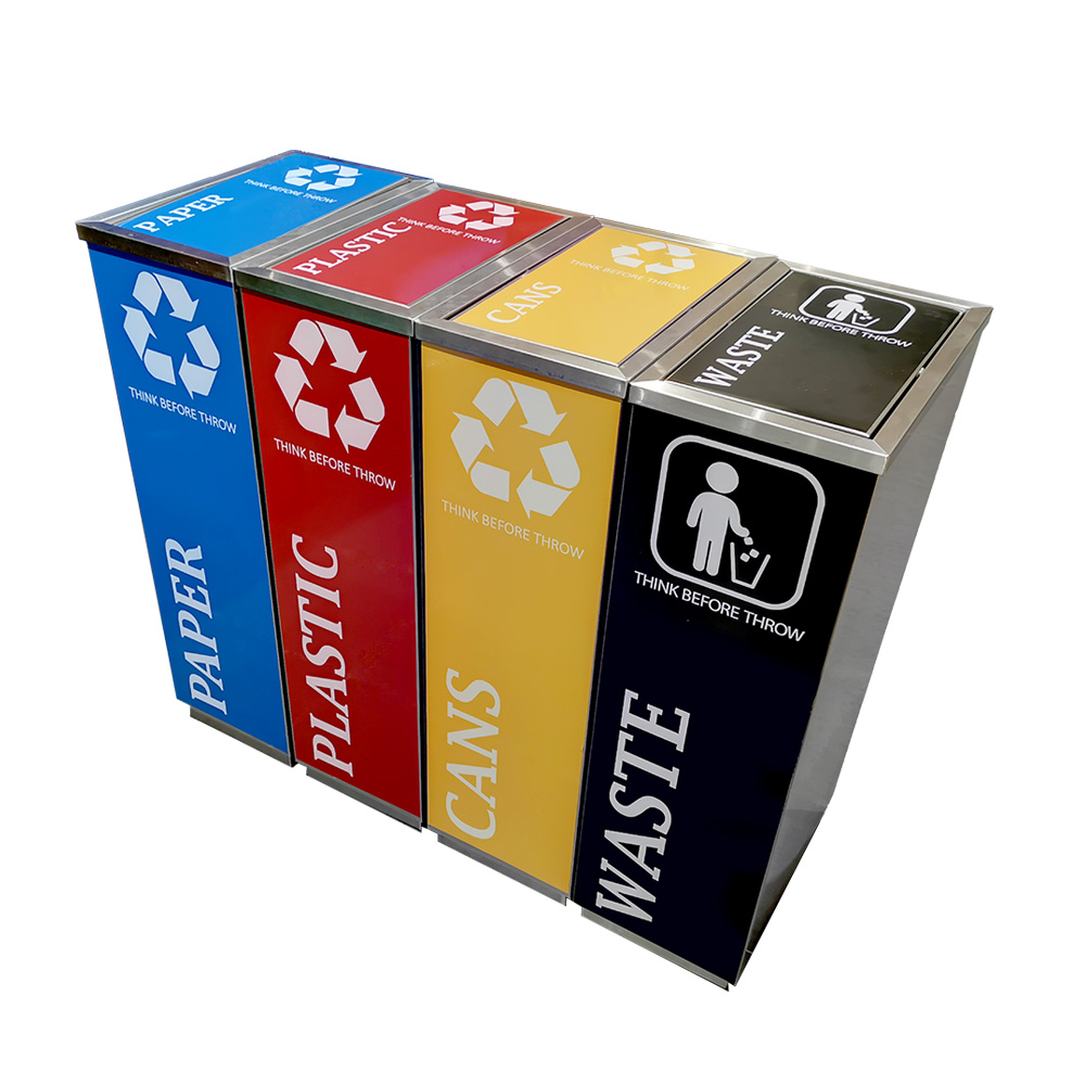 4-in-1 Stainless Steel Rectangular Recycling Bin - Efficient Waste ...