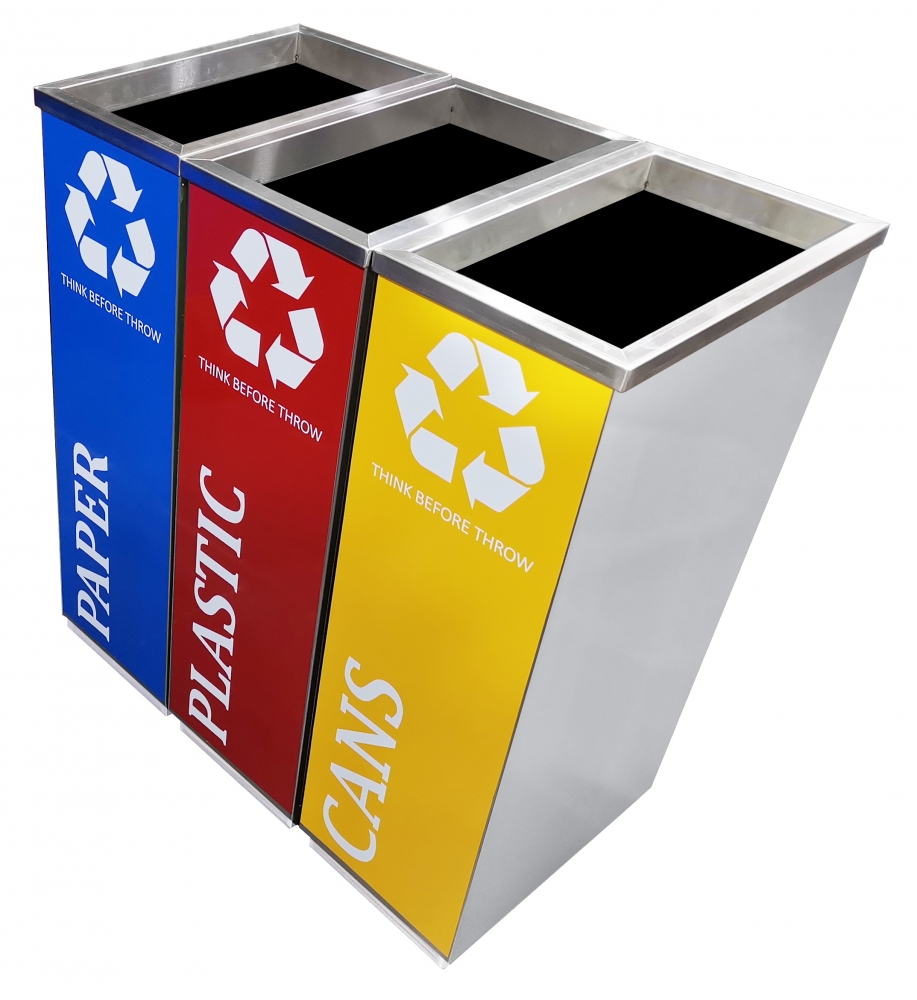 SS102-OT |CE3| Stainless Steel Recycle Bin Rectangular C/W Open Top (3 ...