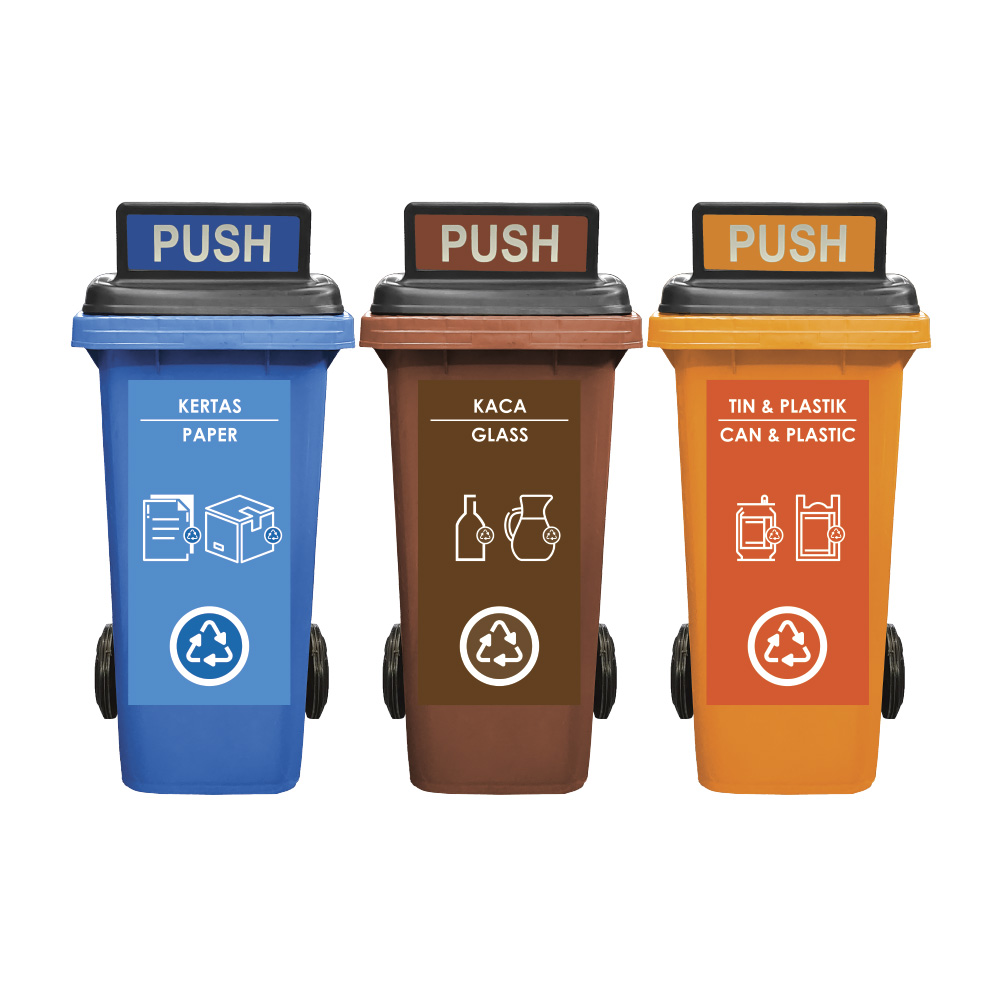 120L|CM3| Recycle Mobile Garbage Bin 3-in-1 c/w Turbo Lid