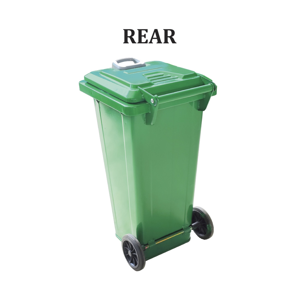 120L Galvanized Zinc Plated Mobile Garbage Bin c/w Cover