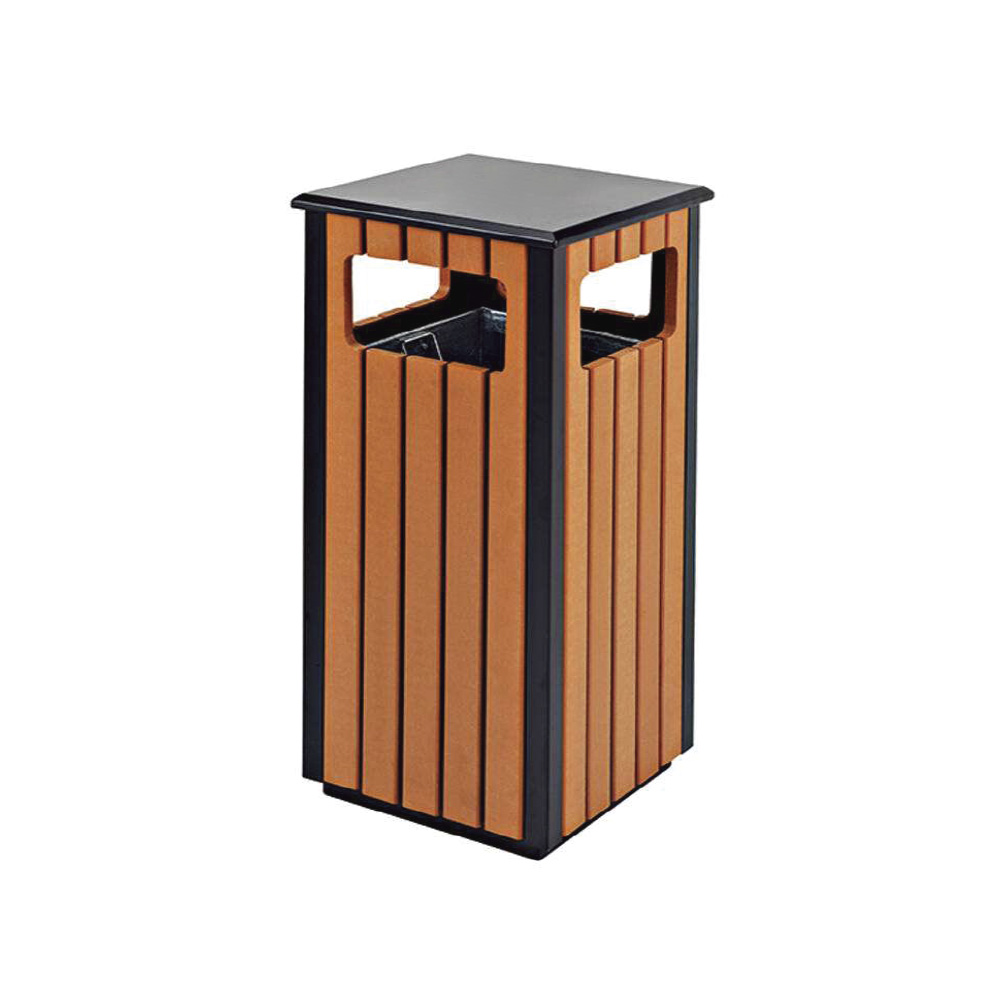 SSW41-FT Powder Coated + Wood Bin|Square|c/w Flat Top