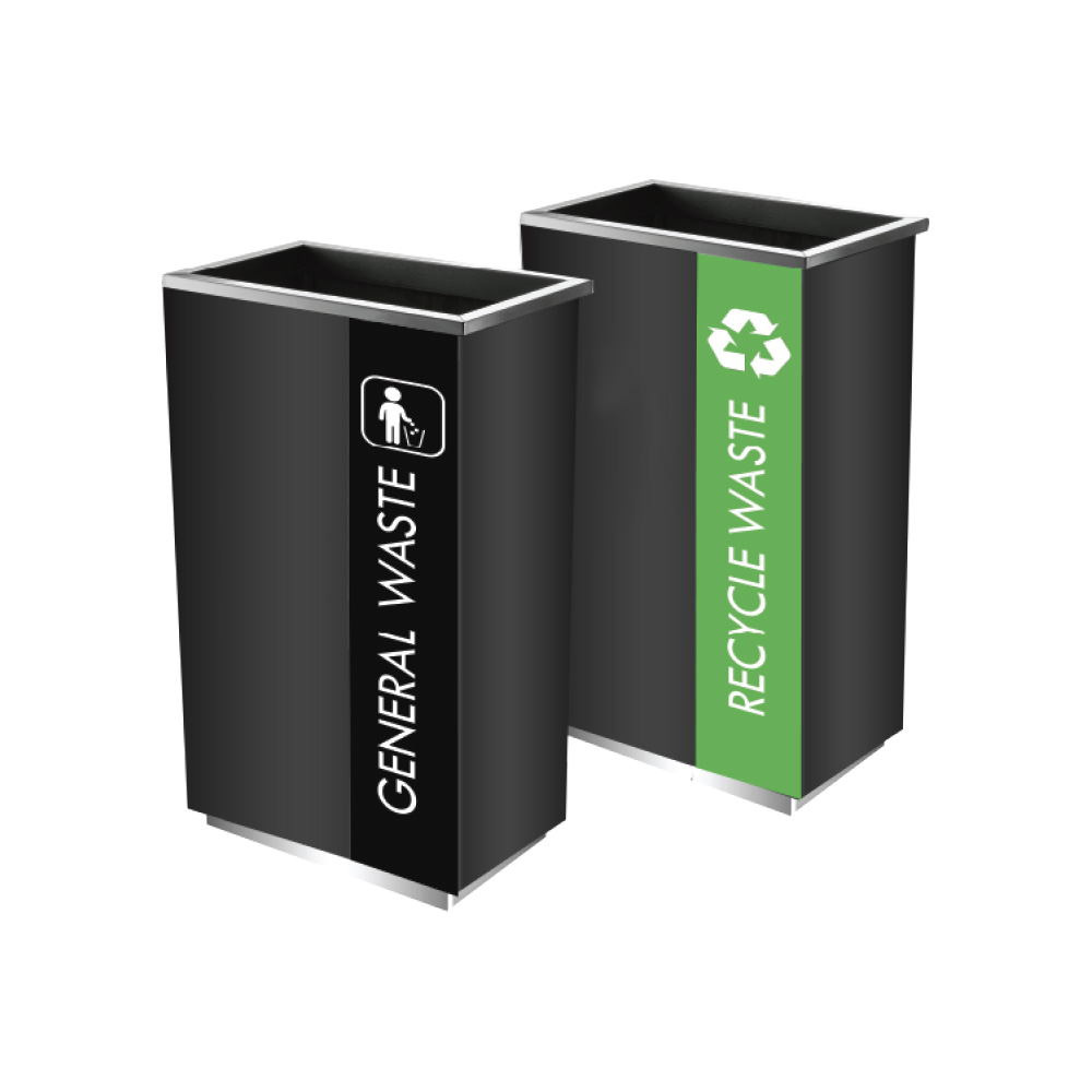 SS102-OTB |IN2| Powder Coated Recycle Bin Rectangular C/W Open Top (2-in-1)
