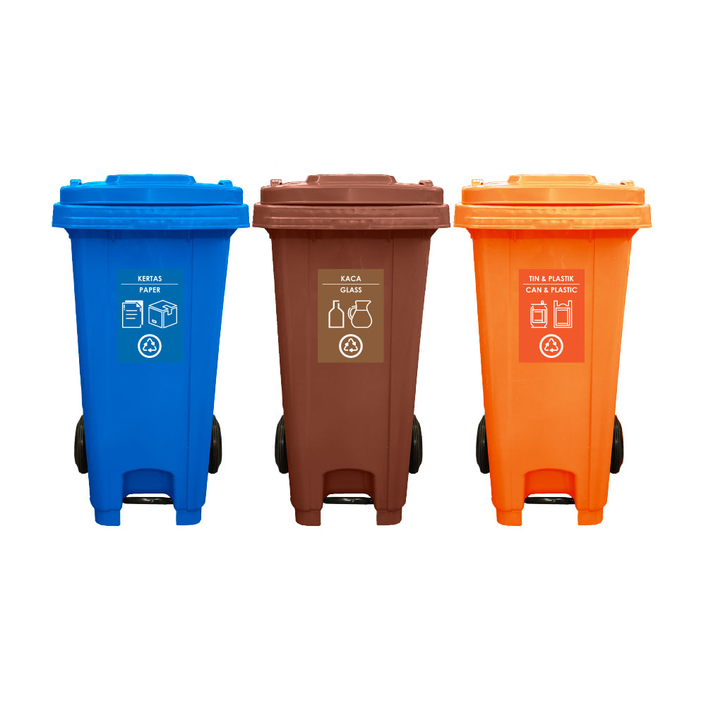 120L Mobile Recycling Bin with Foot Pedal - 3-in-1 Waste Solution (SCM3)