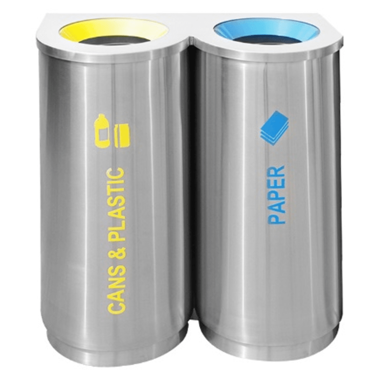Stainless Steel Recycle Bin Round 2-In-1 - Top Bins